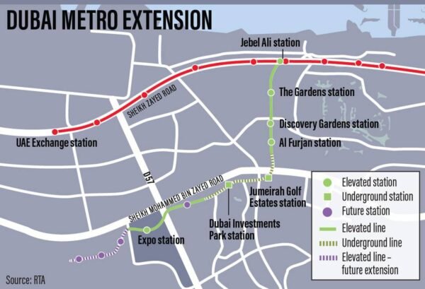 Dubai EXPO 2020 Metro Route - Route 2020